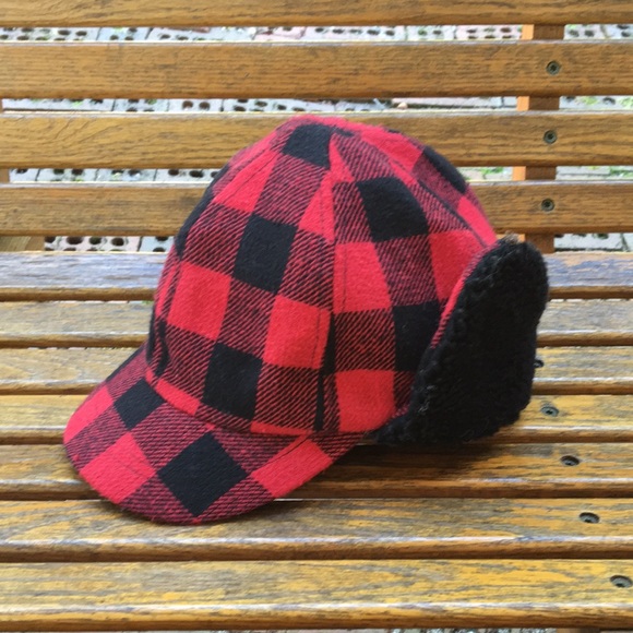 REI | Accessories | Rei Floppy Ear Winter Cap Black Red Plaid Quilted ...